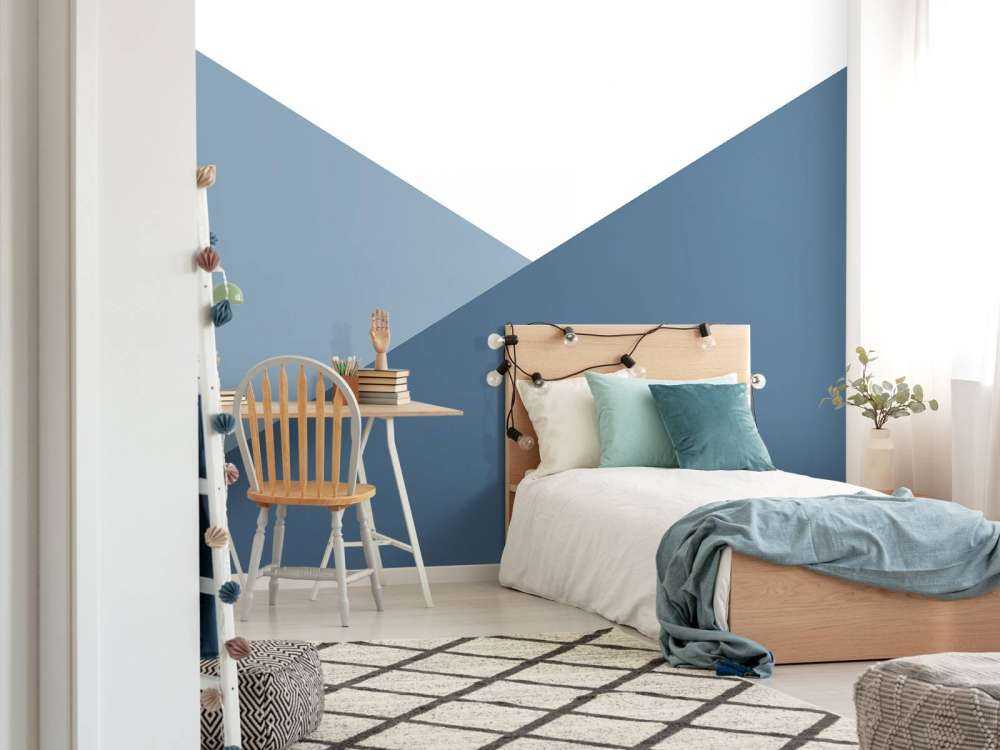 Papier Peint Panoramique Des triangles dans les tons de bleu